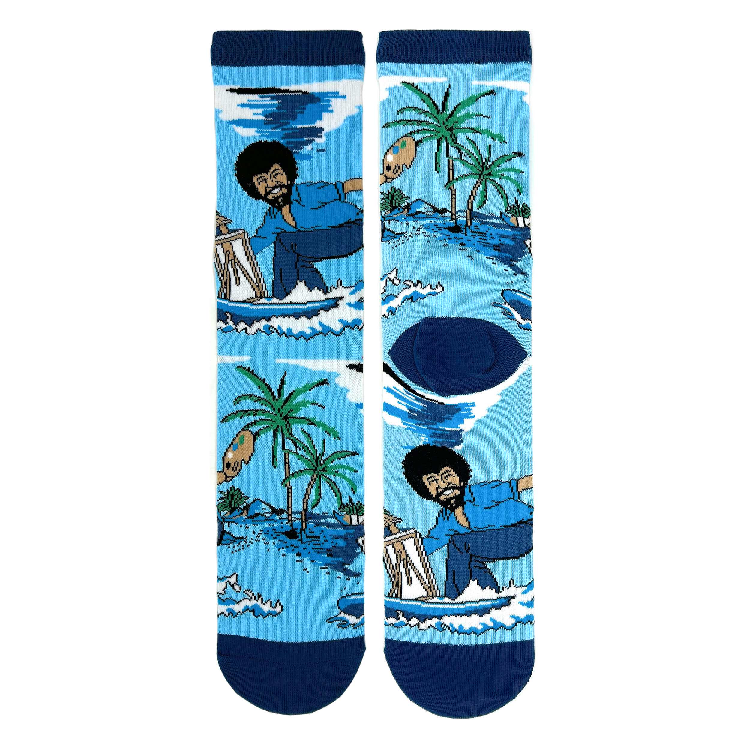 Bob Ross Waves Socks | Novelty Crew Socks For Mens | Oooh Yeah! Socks