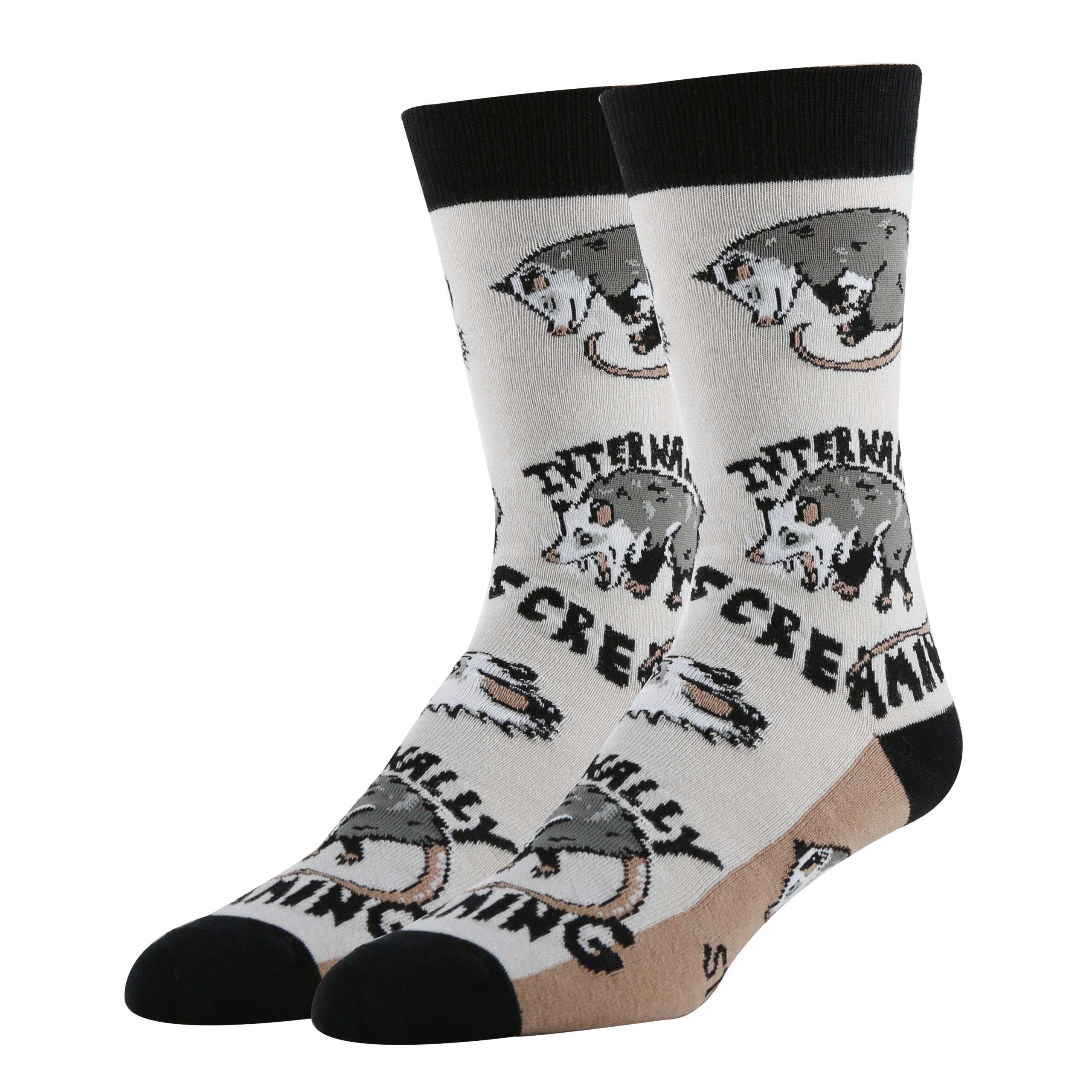 Stressed Opossum Socks | Funny Crew Socks for Men | Oooh Yeah! Socks