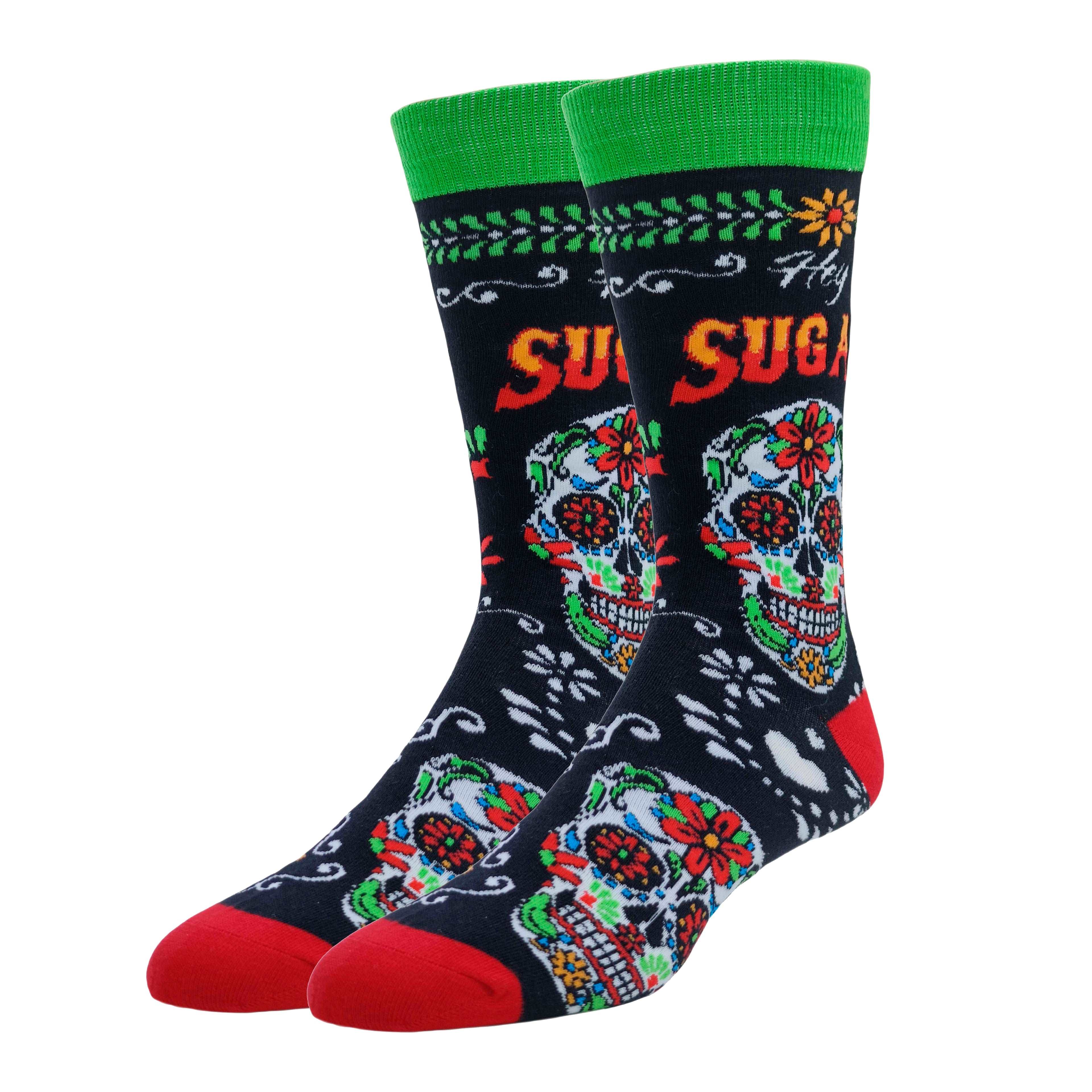 Hey Sugar Socks | Novelty Skull Crew Socks for Men | Oooh Yeah! Socks