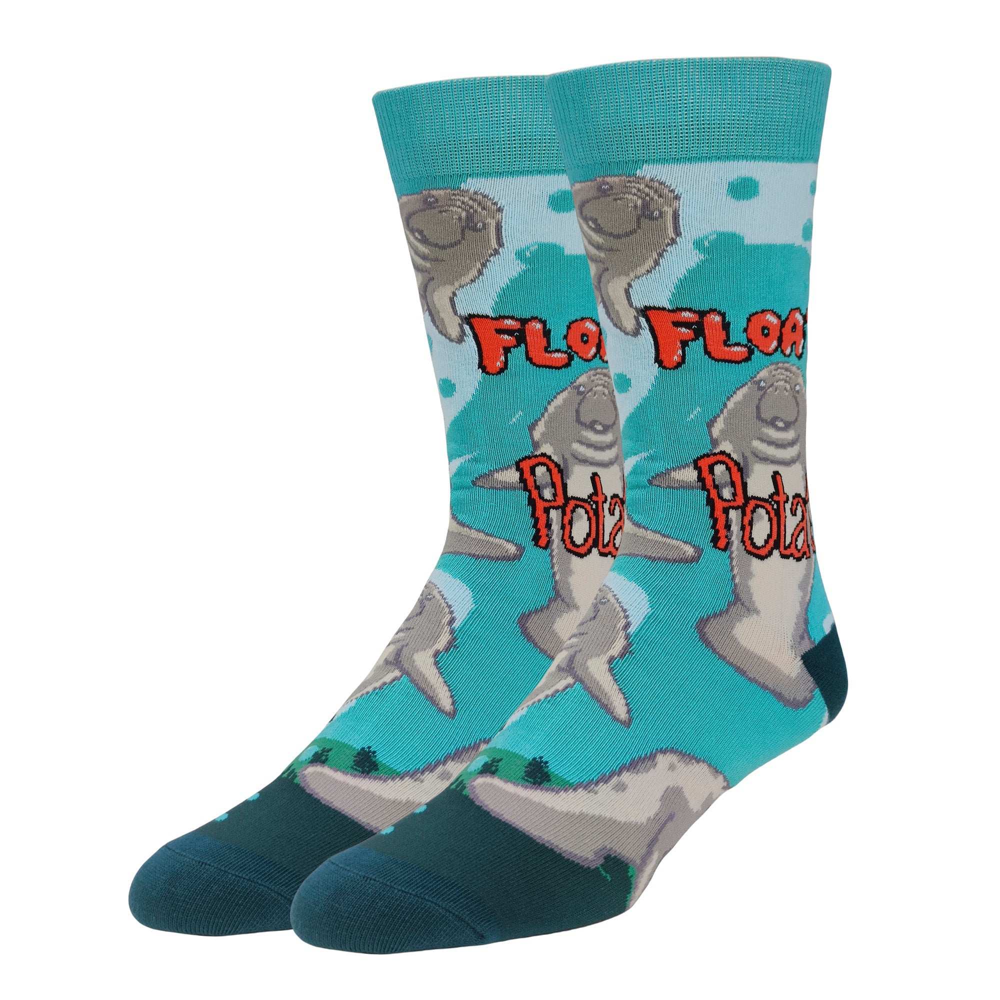 Floaty Potato Socks | Novelty Manatee Crew Socks for Men | Oooh Yeah! Socks