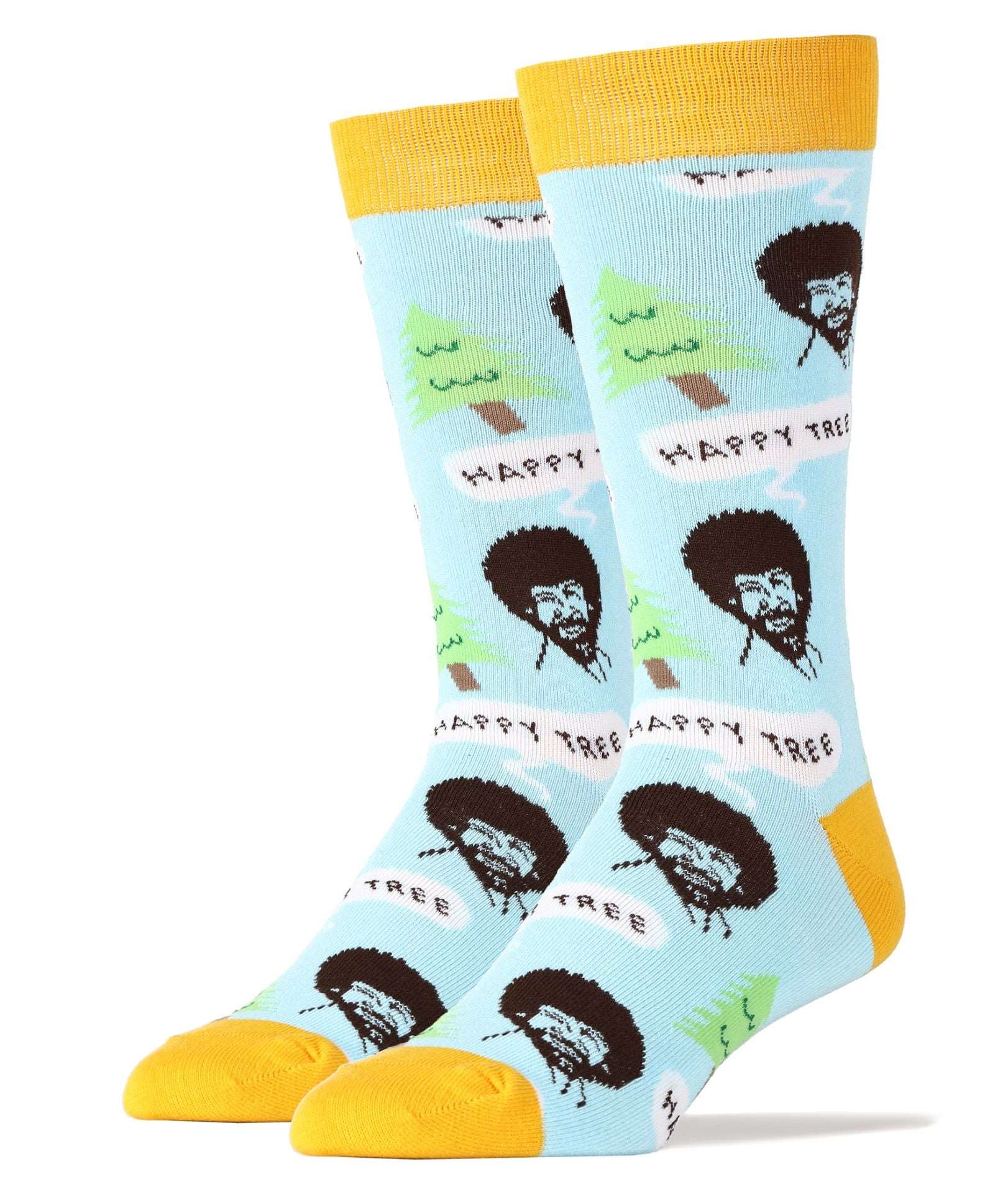 Bob Ross Happy Tree Blue Socks for Men | Oooh Yeah! Socks