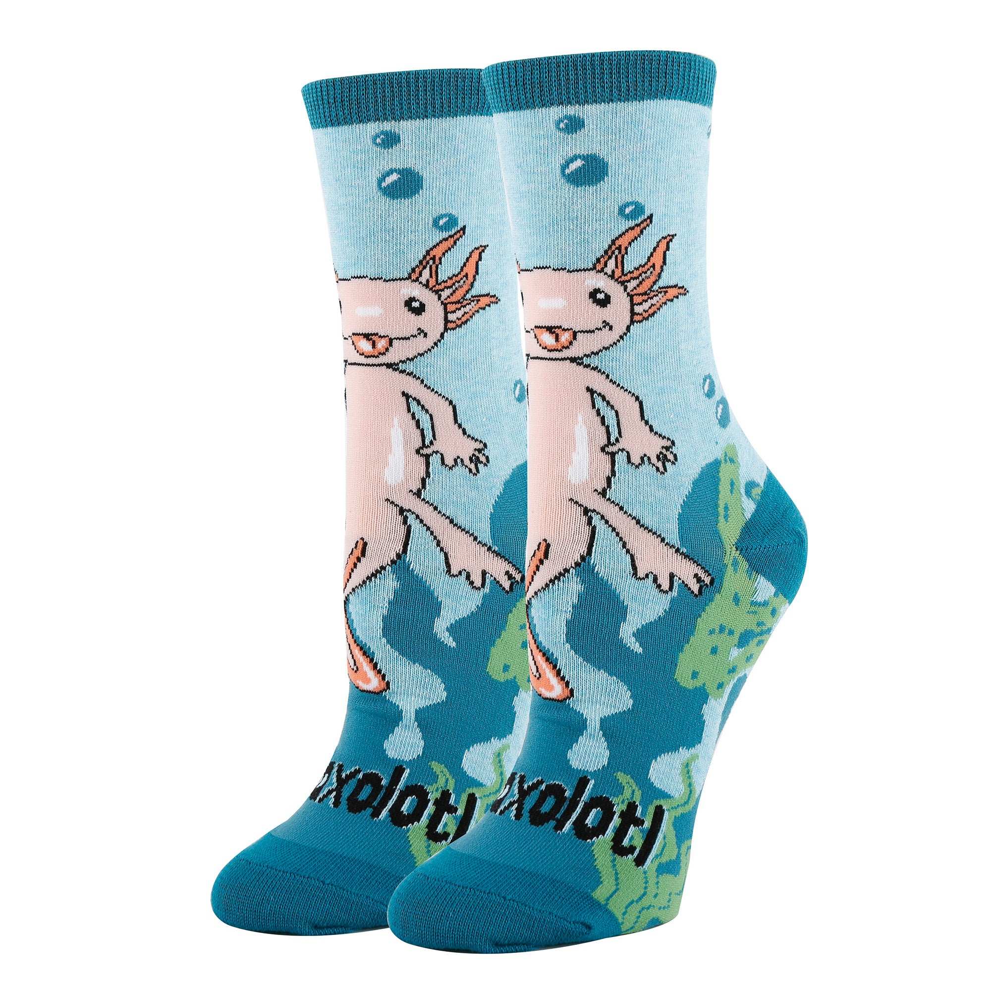 Axolotl Spirit Socks | Funny Crew Socks for Women | Oooh Yeah! Socks
