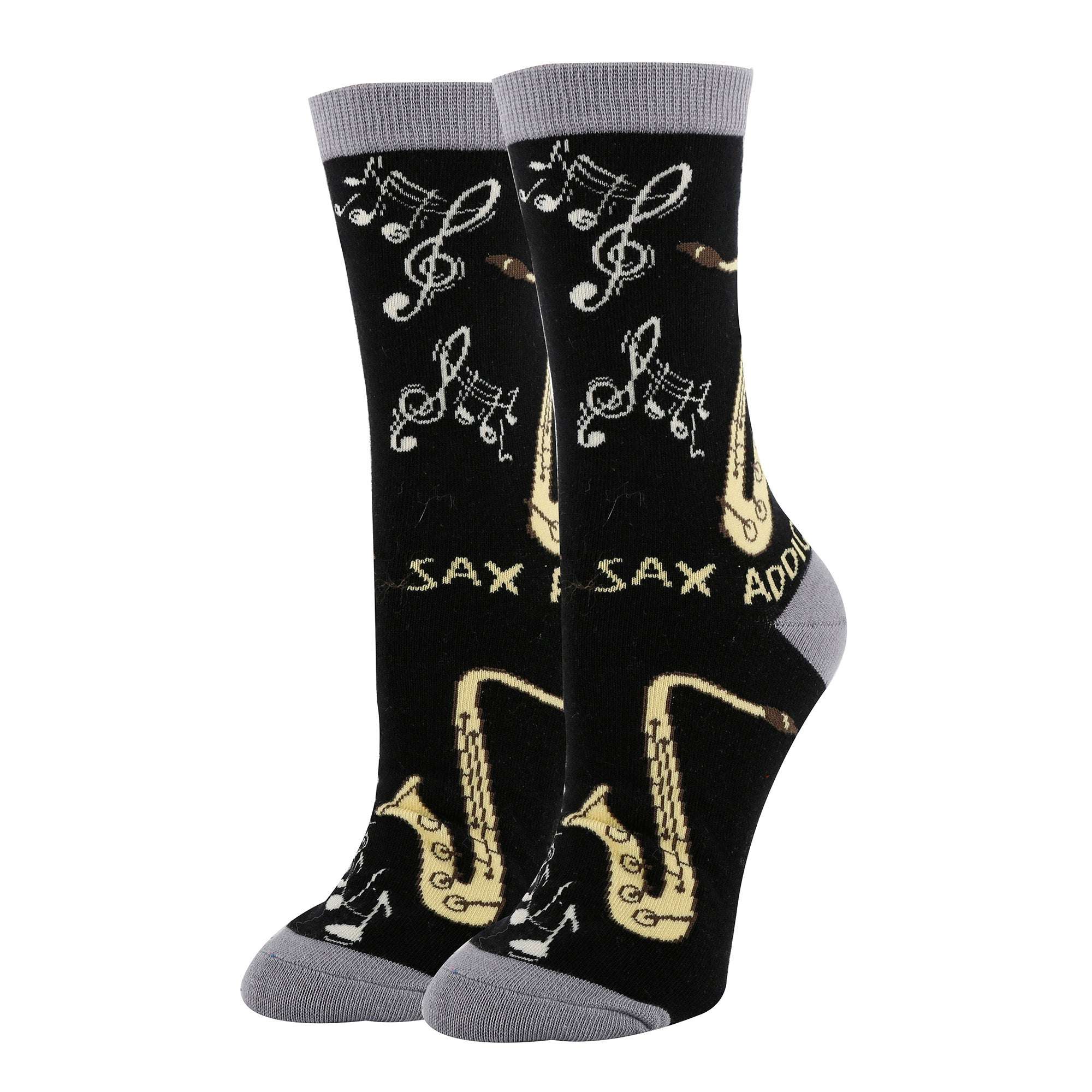 Sax Addict Socks | Novelty Crew Socks For Women | Oooh Yeah! Socks