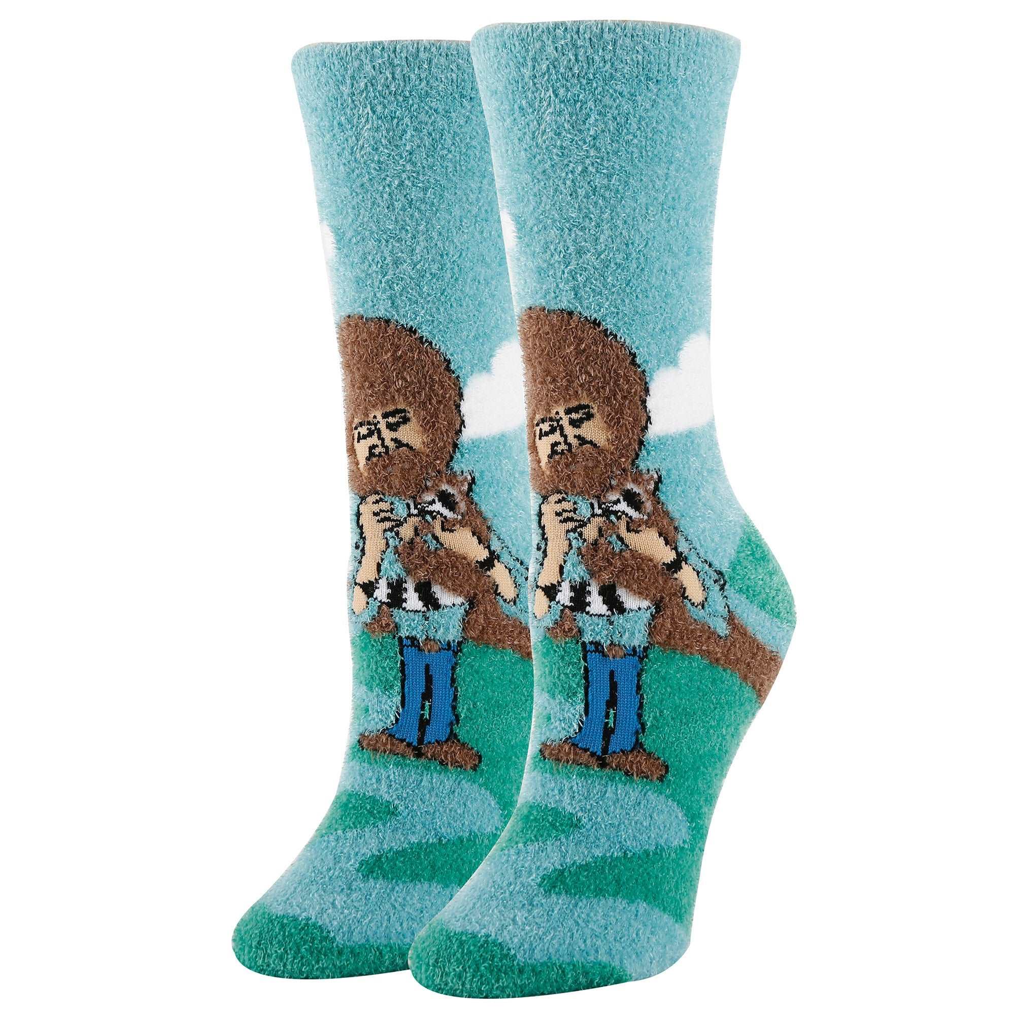 Bob Ross Blast Socks | Novelty Fuzzy Socks for Women | Oooh Yeah! Socks
